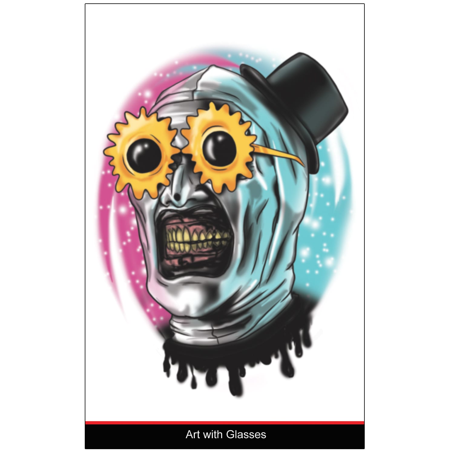 Terrifier Movie - Art the Clown Sunflower Sunglasses Temporary Tattoo ...